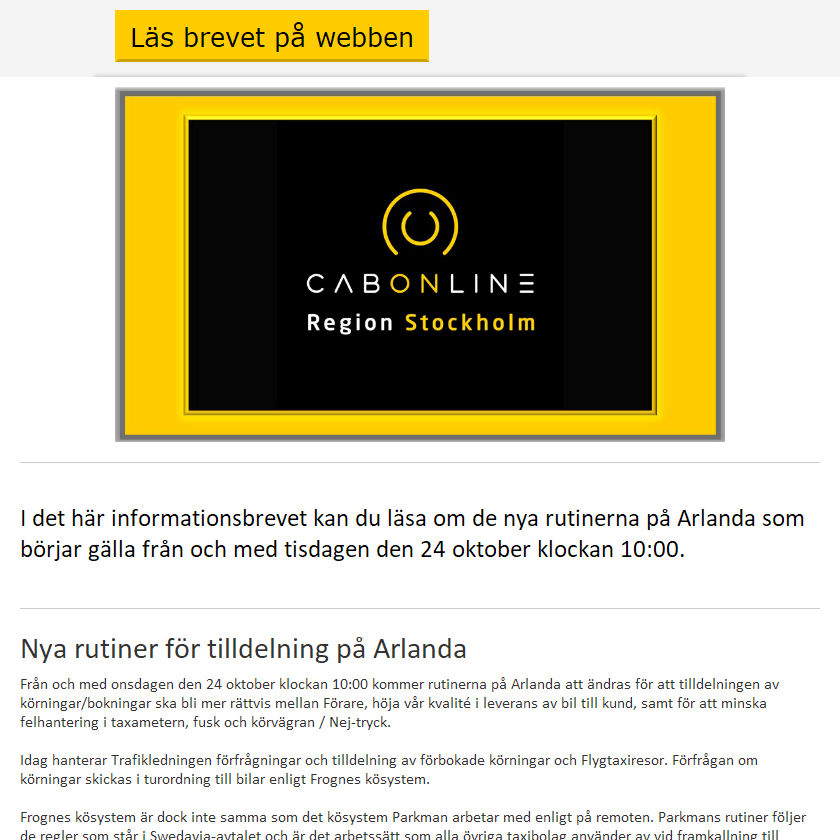Den 24 oktober införs nya rutiner på Arlanda