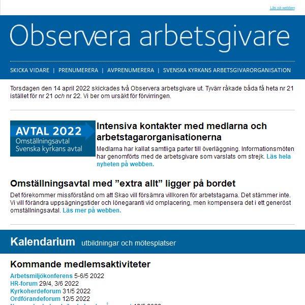 Observera arbetsgivare nr 23 2022