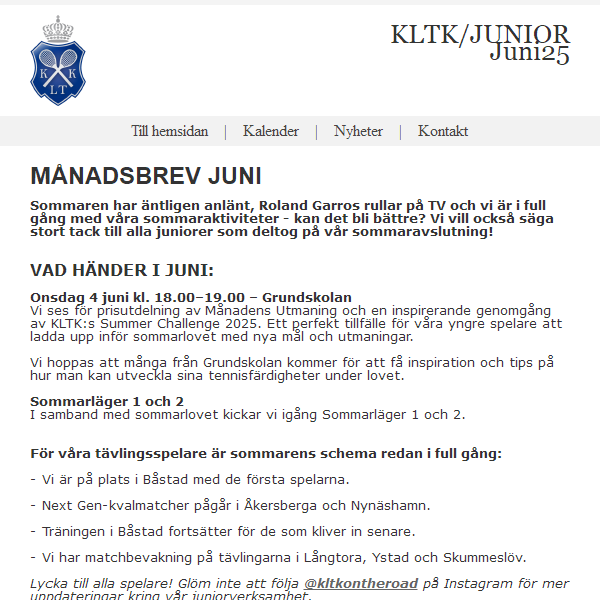 Nyhetsbrev Junior Juni 2025
