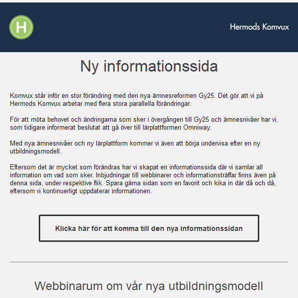 Ny informationssida från Hermods Komvux