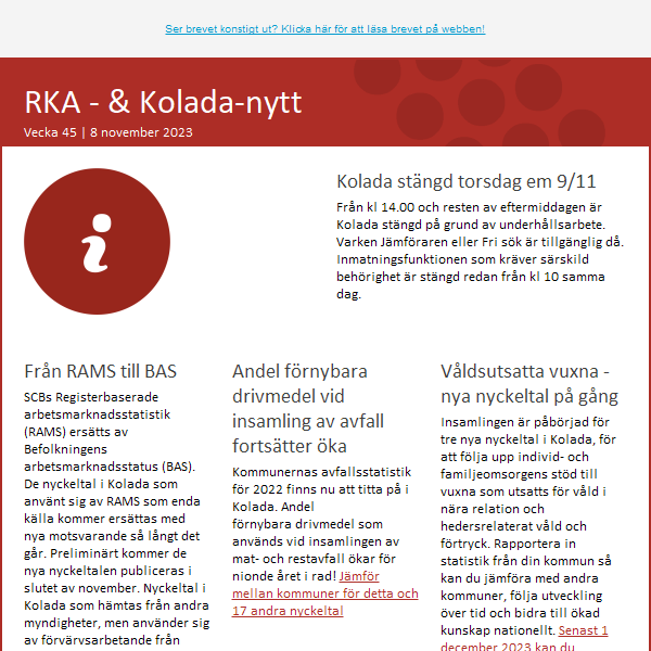 RKA - Kolada nyhetsbrev v.45